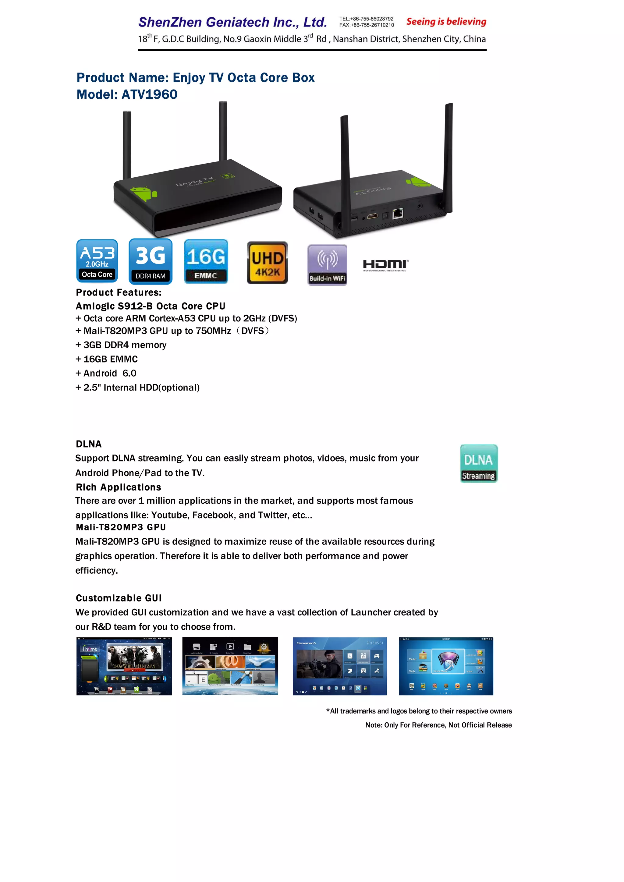 【Specification】Geniatech Atv1960 AmLogic S912 Octa-core Android TV Box Comes with a Dual TV ...