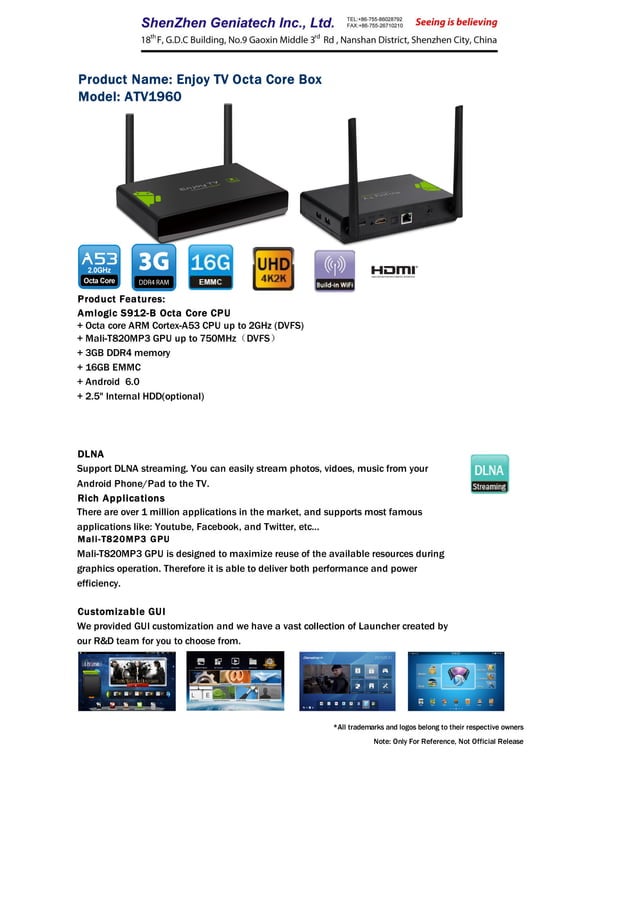 【Specification】Geniatech Atv1960 AmLogic S912 Octa-core Android TV Box Comes with a Dual TV ...