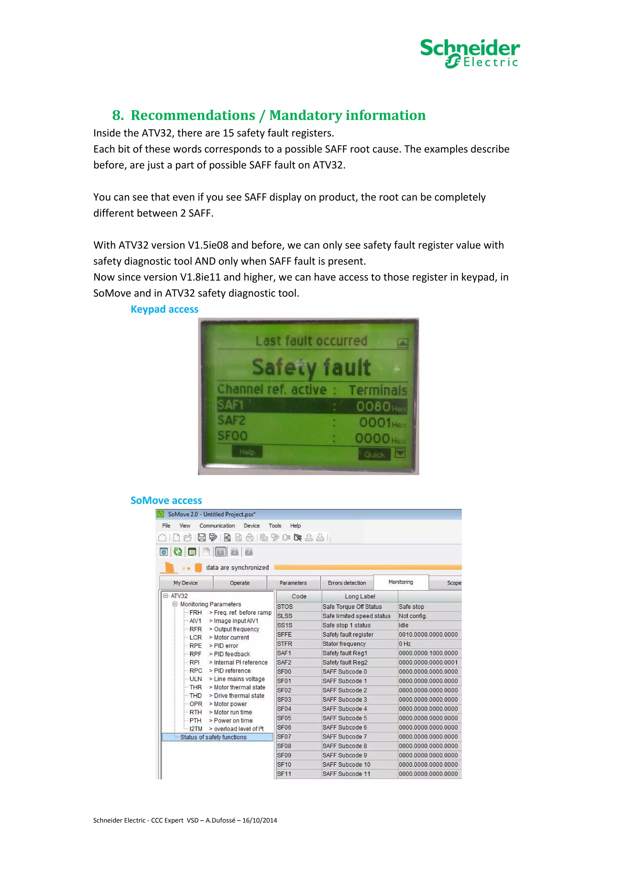 Atv32 how to diagnose a saff fault | PDF