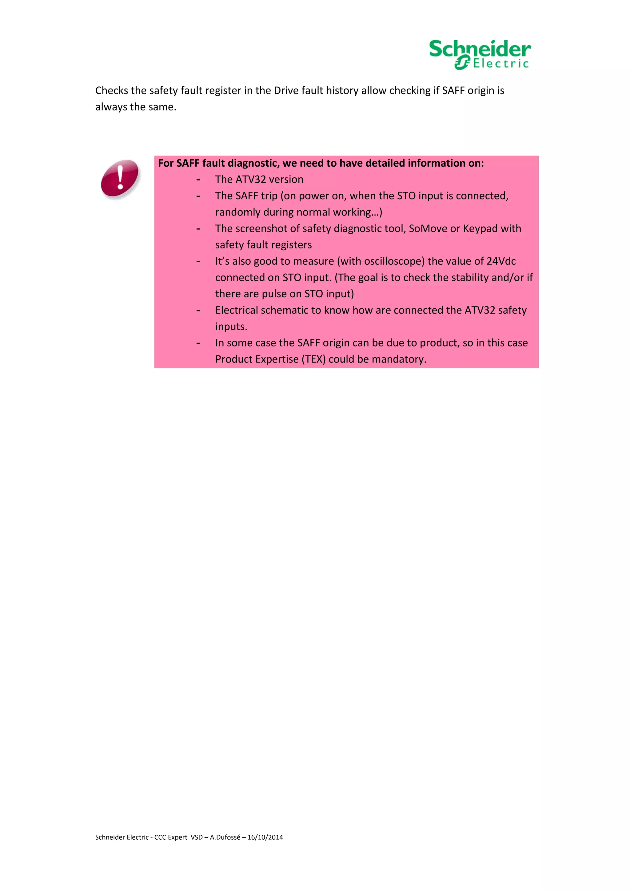 Atv32 how to diagnose a saff fault | PDF