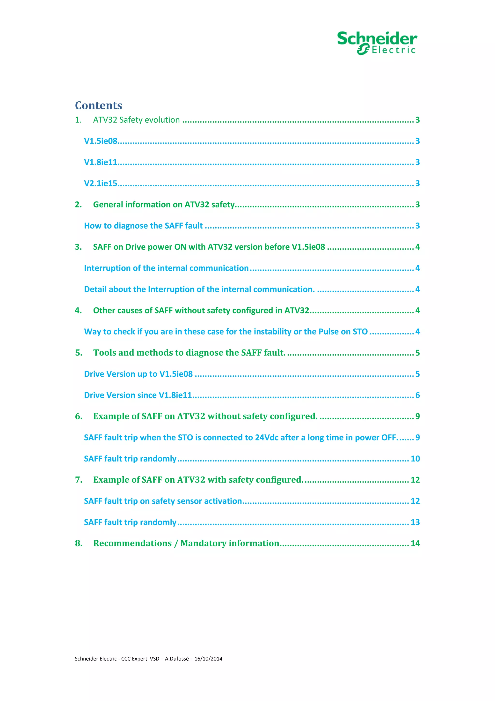 Atv32 how to diagnose a saff fault | PDF