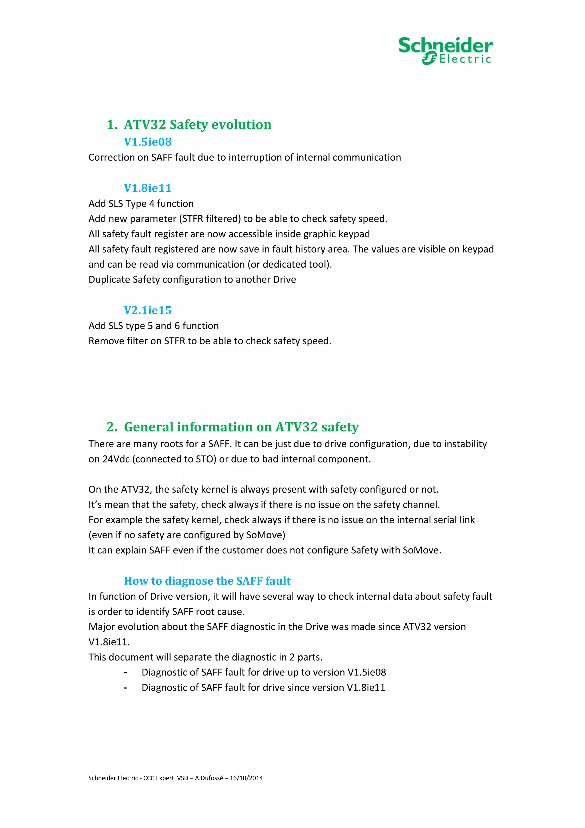 Atv32 how to diagnose a saff fault | PDF