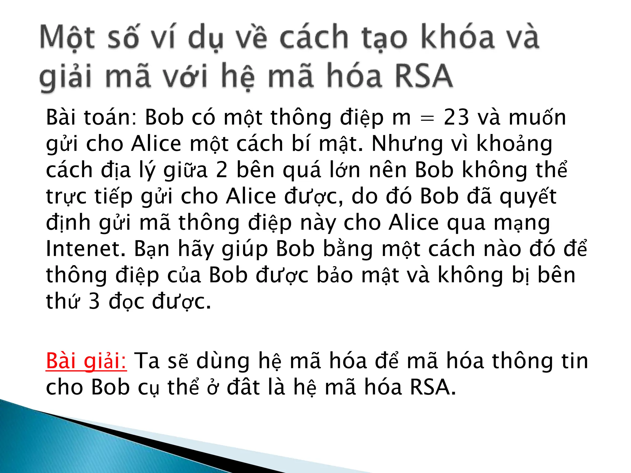 Tìm hiểu hệ mã hoá RSA và cách triển khai vào hệ thống | PPTX