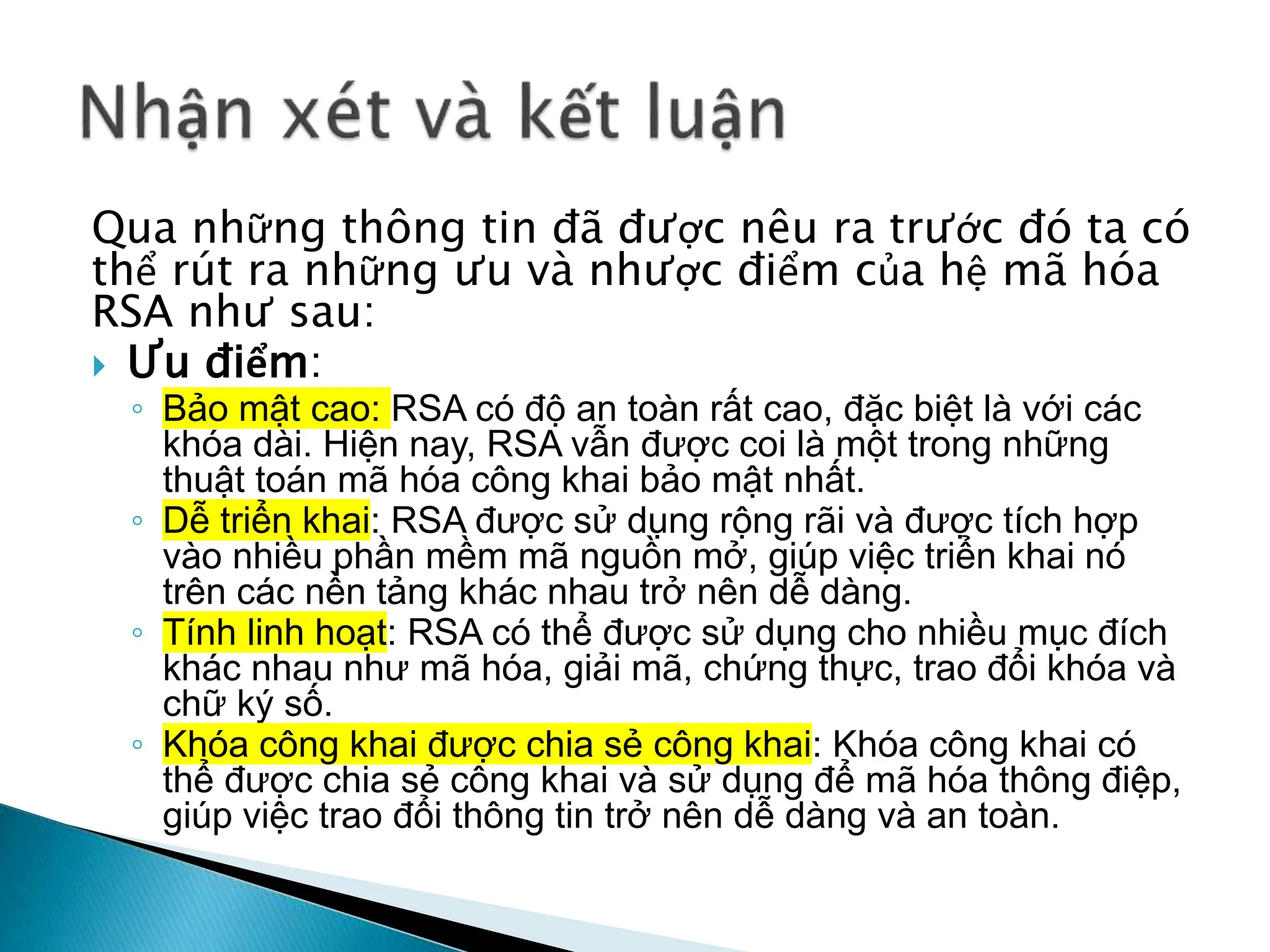 Tìm hiểu hệ mã hoá RSA và cách triển khai vào hệ thống | PPTX