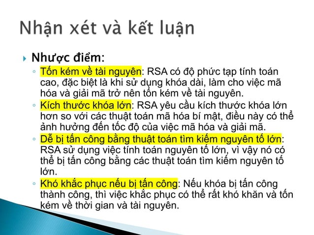 Tìm hiểu hệ mã hoá RSA và cách triển khai vào hệ thống | PPTX