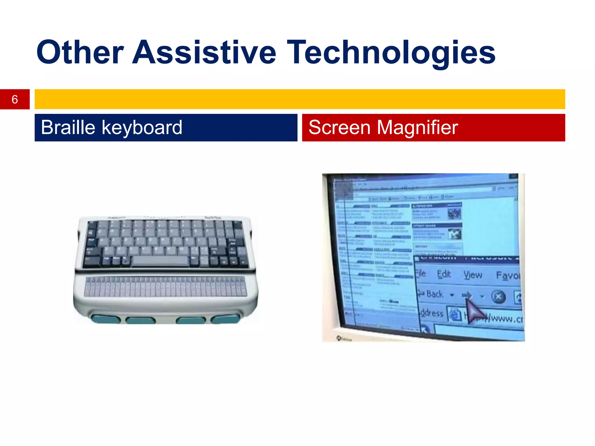 Assistive Technologies Visual Impairments | PPTX