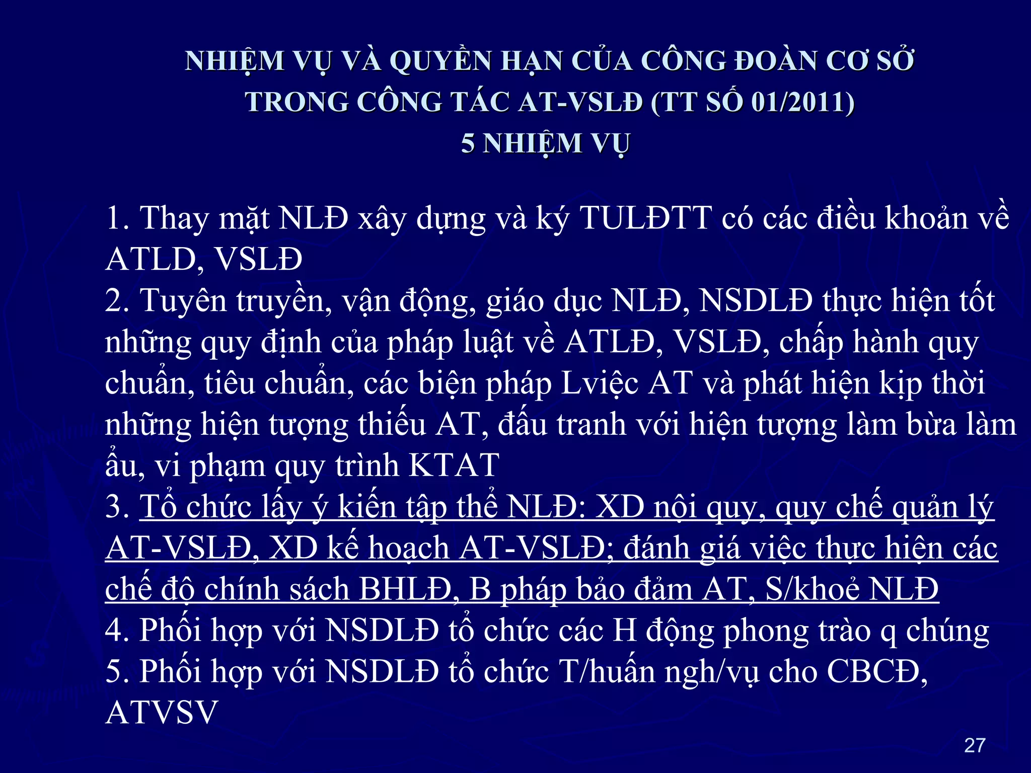 Bài giảng: An toàn vệ sinh lao động trong các doanh nghiệp xây dựng ...