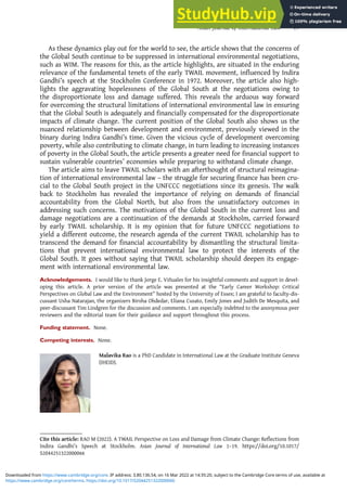 A TWAIL Perspective On Loss And Damage From Climate Change Reflections From Indira Gandhi S ...