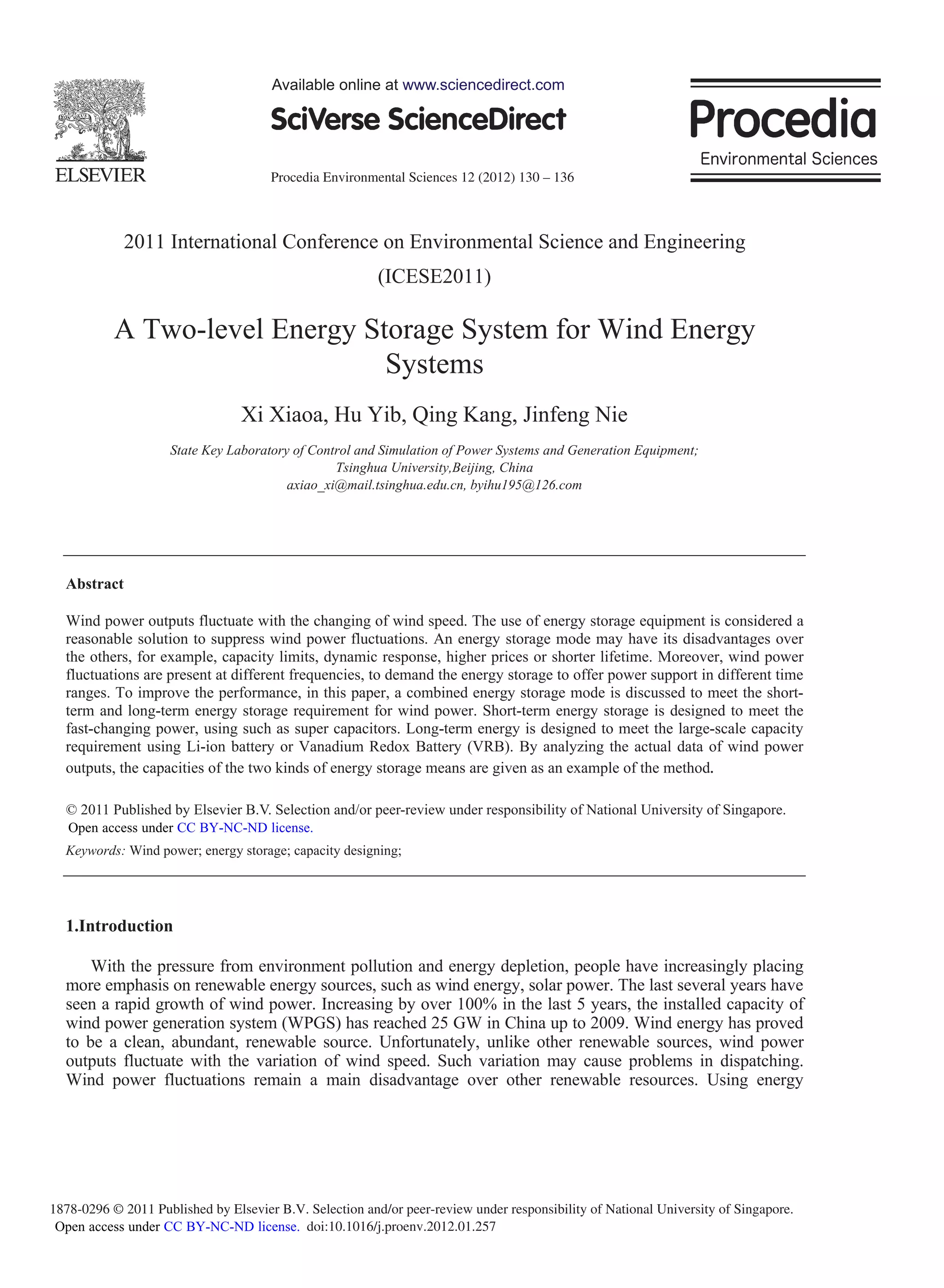 A two level energy storage system for wind energy systems | PDF