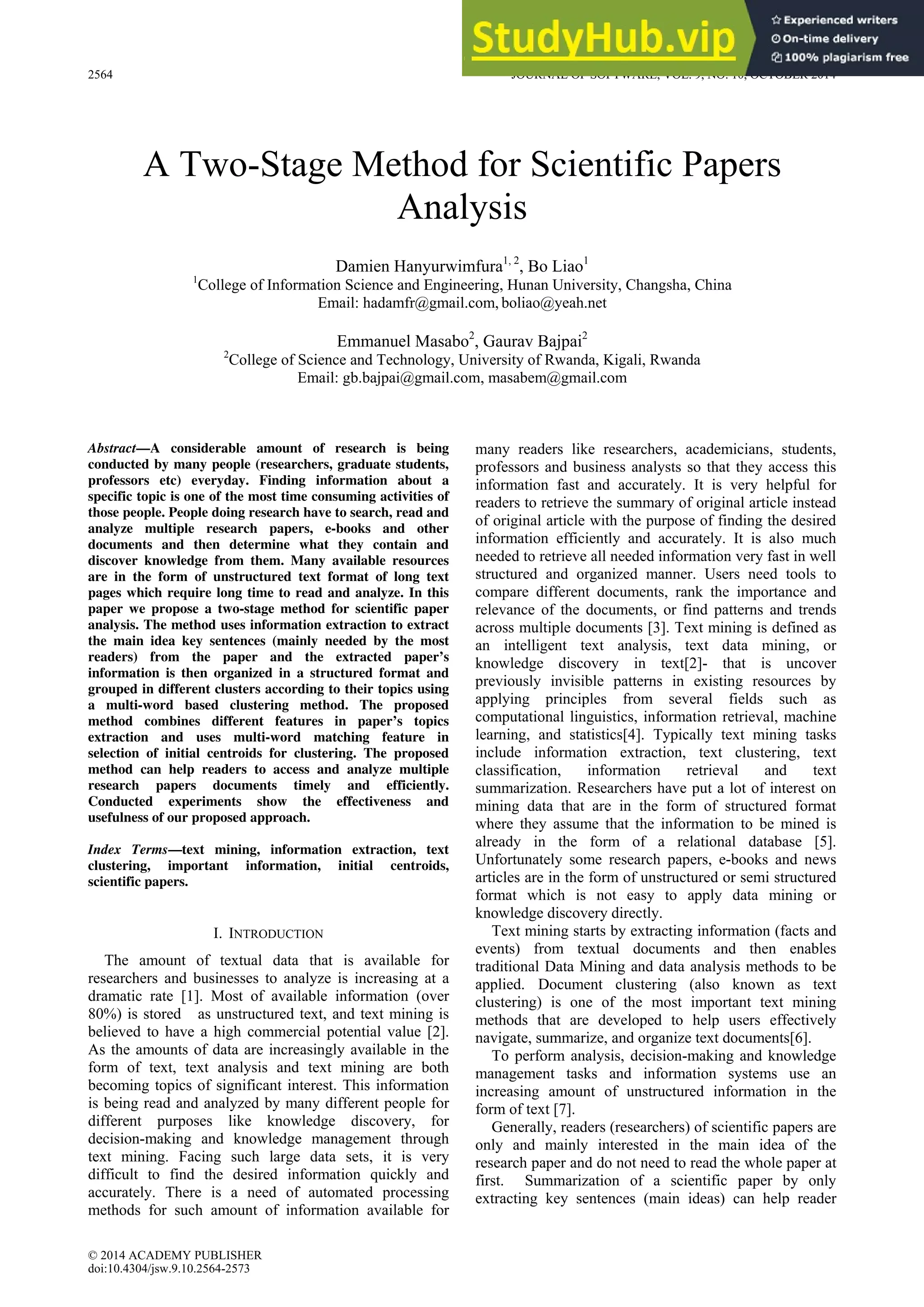 A Two-Stage Method For Scientific Papers Analysis.Pdf