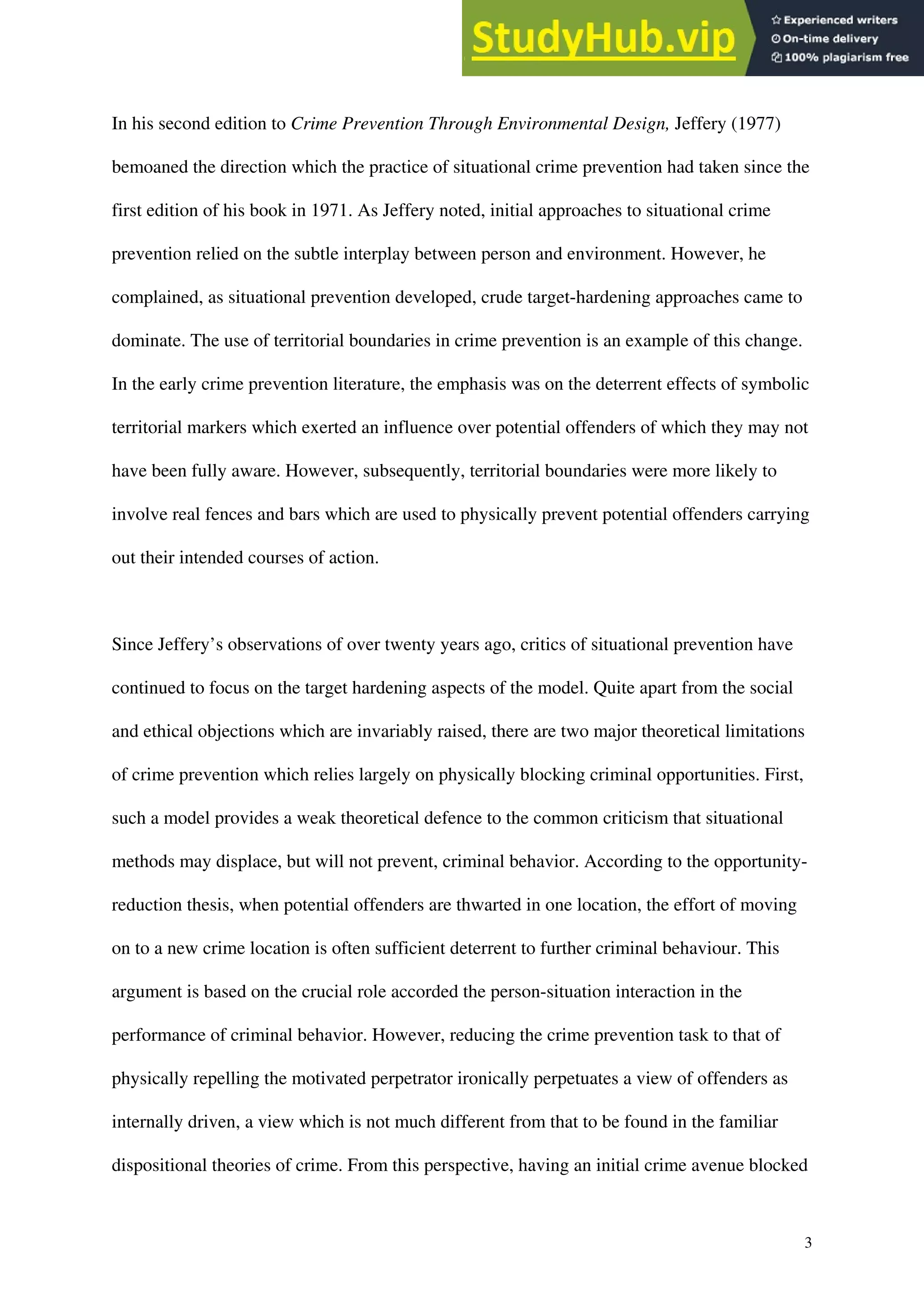 A Two-Stage Model Of Situational Crime Prevention | PDF