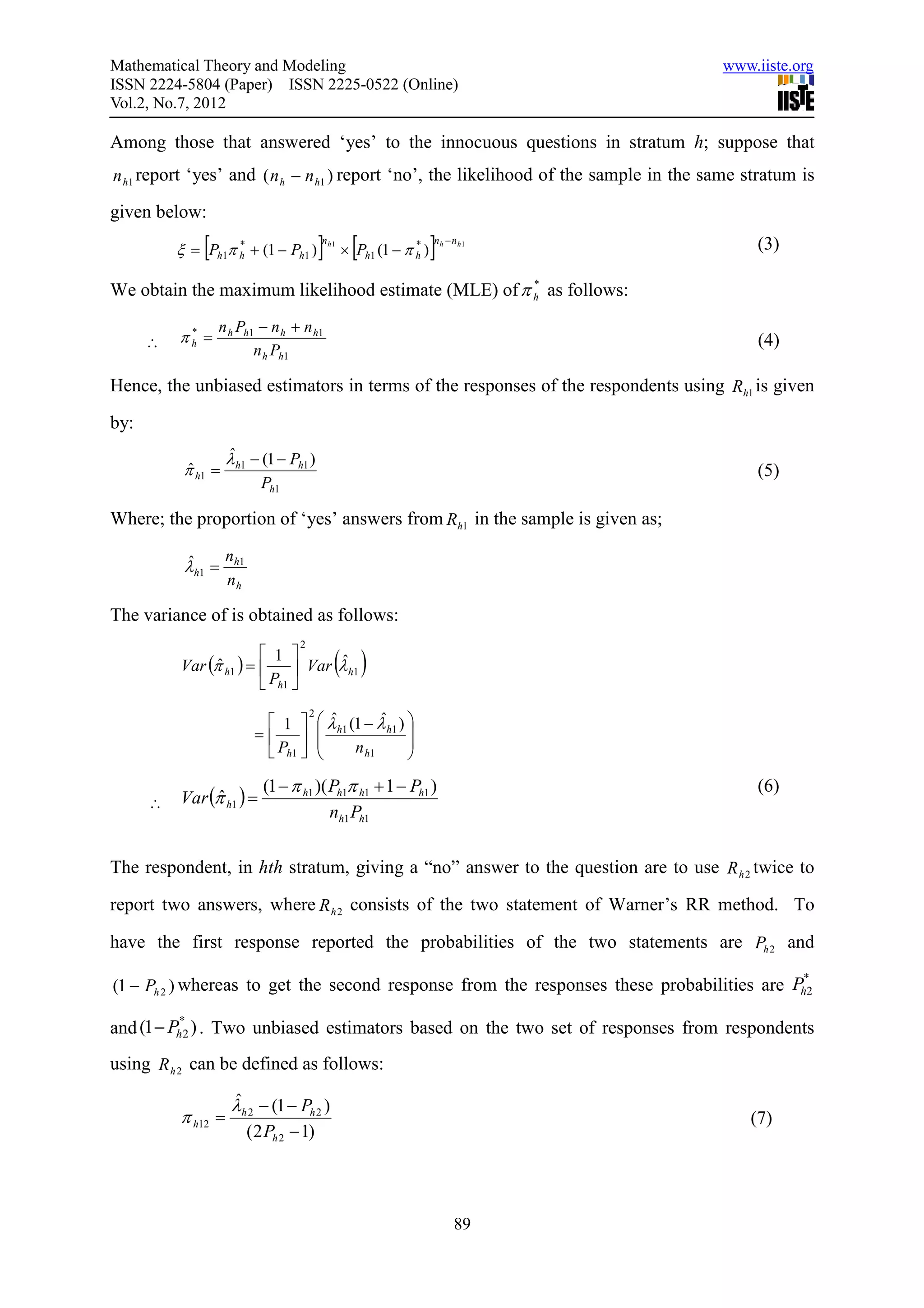 A two way randomized response technique in stratification for | PDF