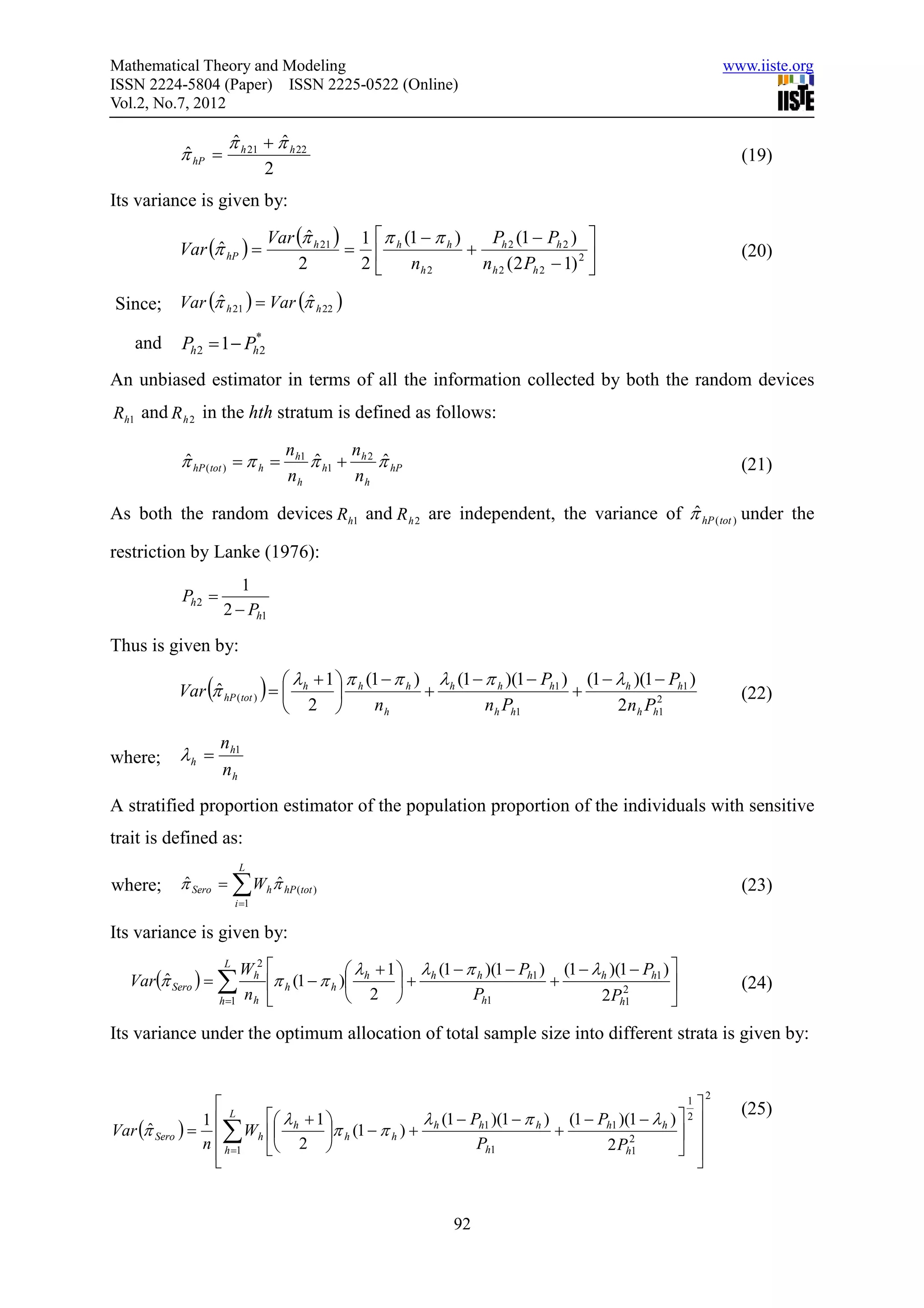 A two way randomized response technique in stratification for | PDF