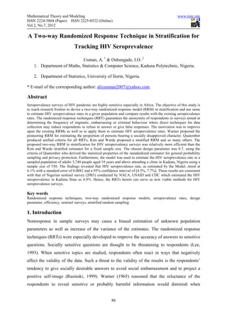 A two way randomized response technique in stratification for | PDF