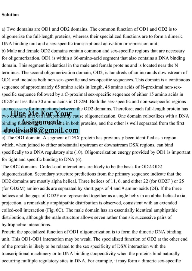 a) Two domains are OD1 and OD2 domains. The common function of OD1 a.pdf