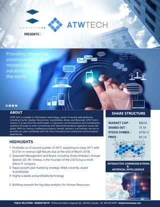 ATW Tech (ATW:tsxv) Factsheet | PDF
