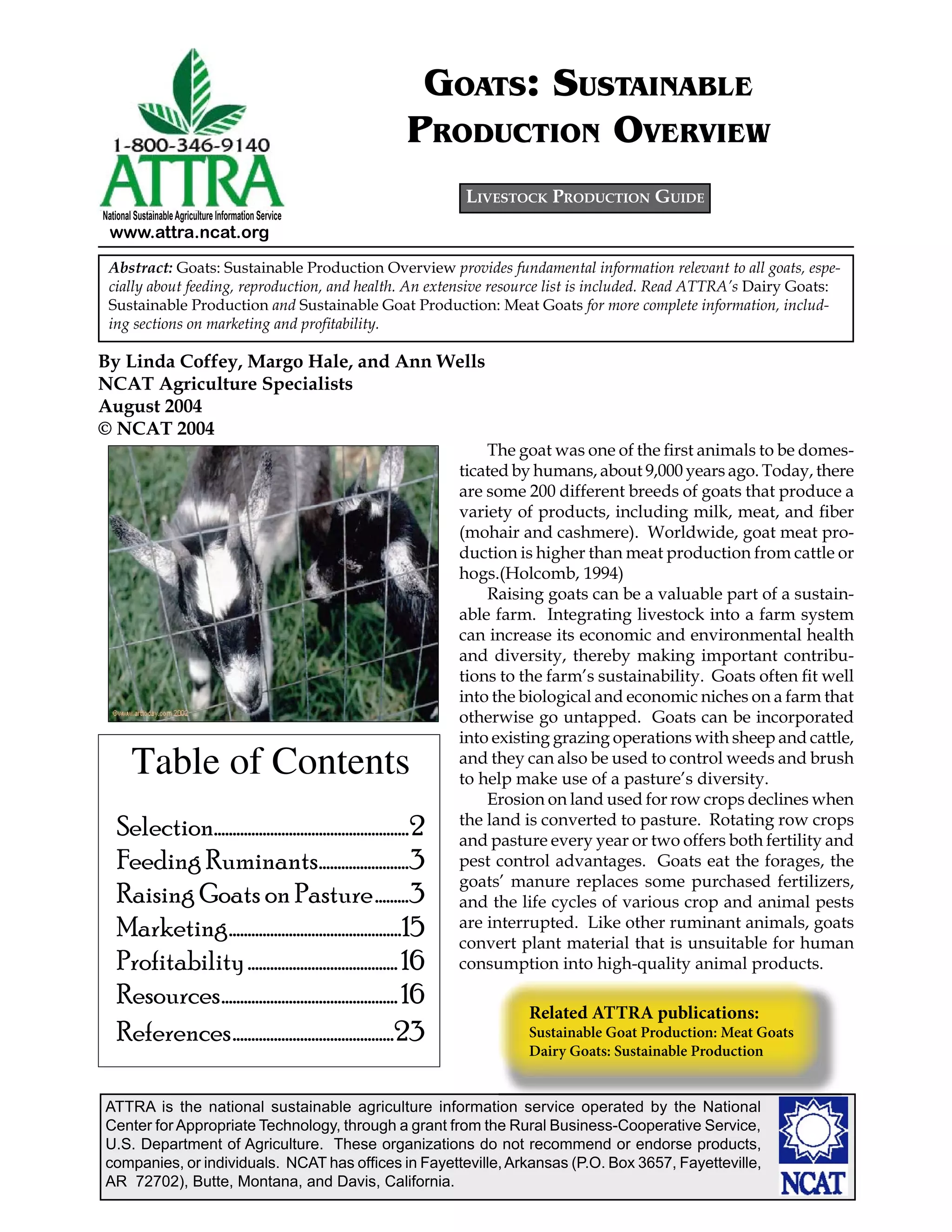 Goats: Sustainable Production Overview | PDF