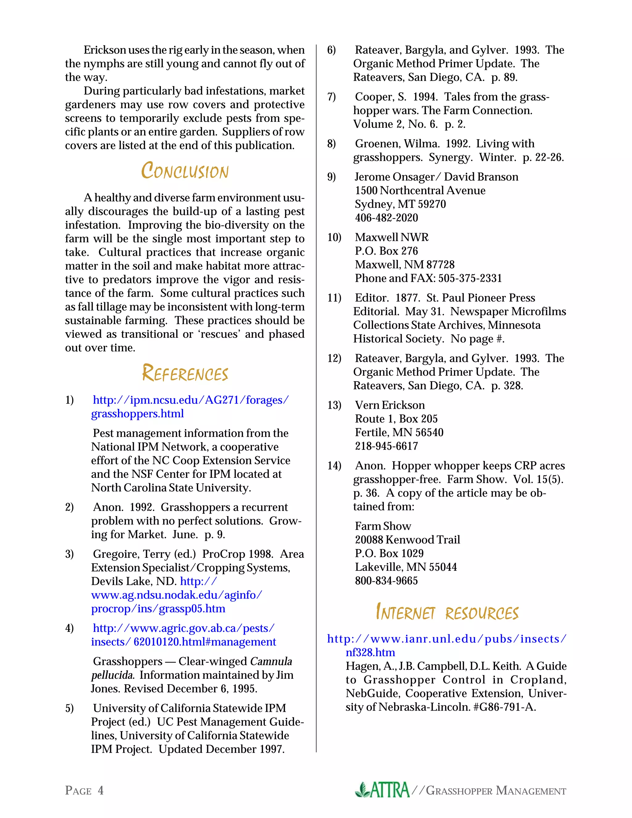 Grasshopper Management | PDF