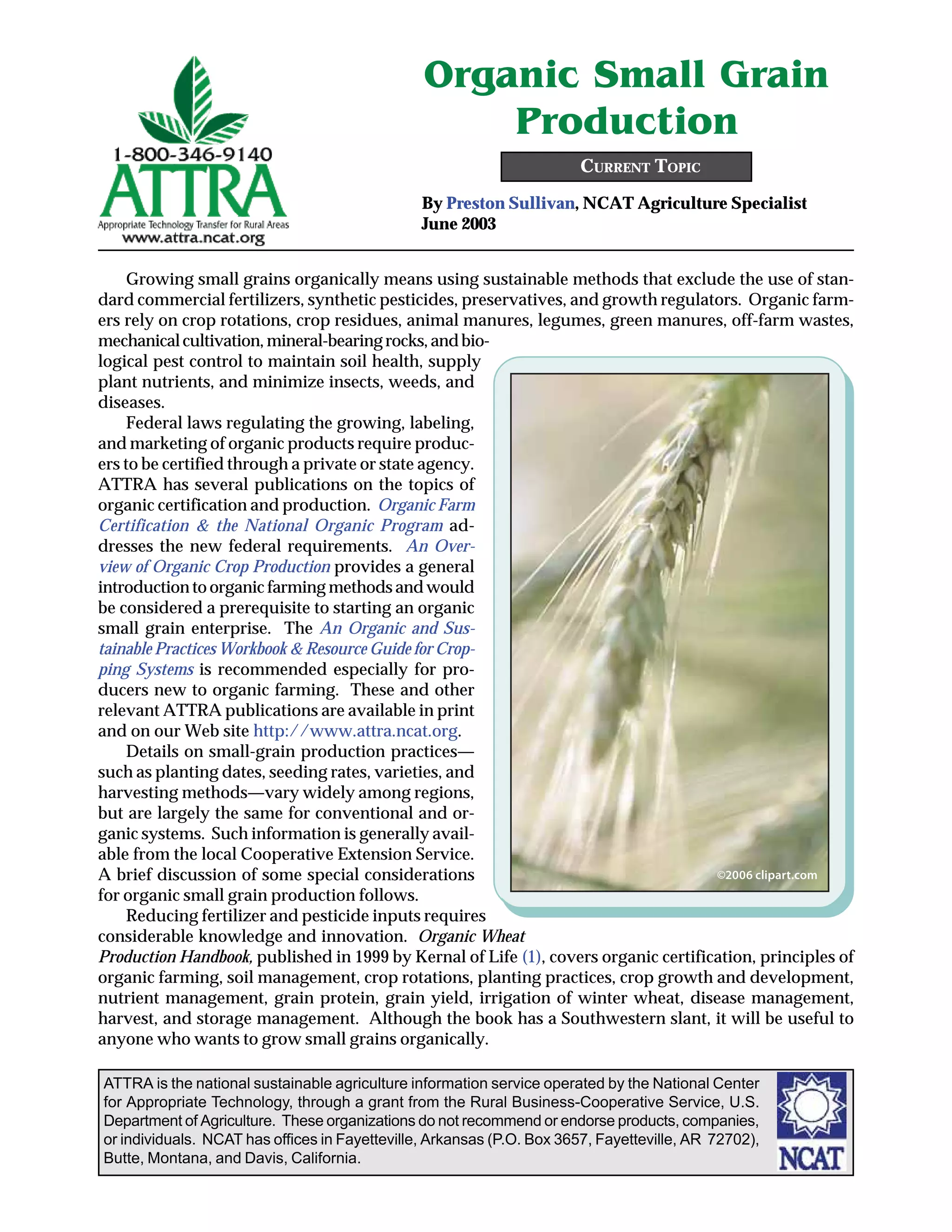 Organic Small Grain Production | PDF