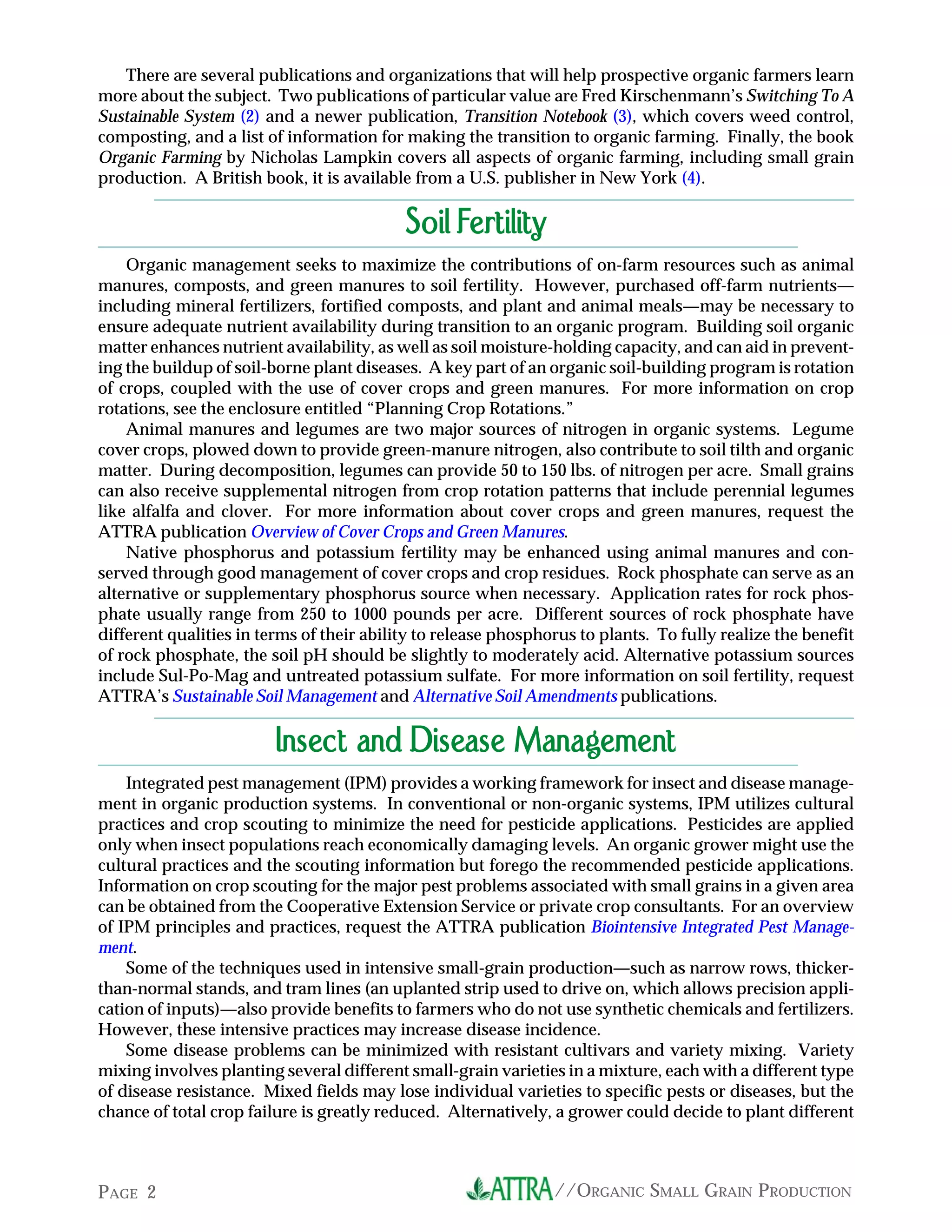 Organic Small Grain Production | PDF