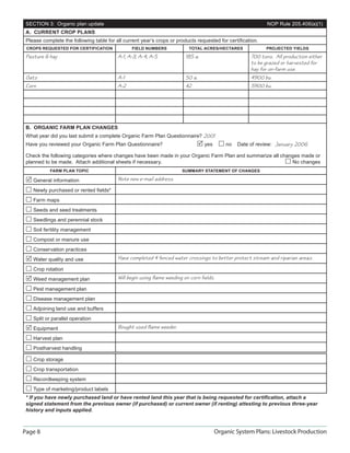 Organic System Plans: Livestock Production