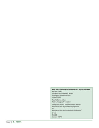 Plug and Transplant Production for Organic Systems | PDF