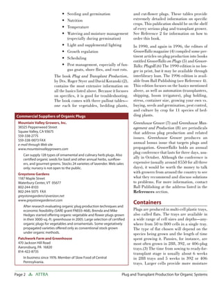 Plug and Transplant Production for Organic Systems | PDF