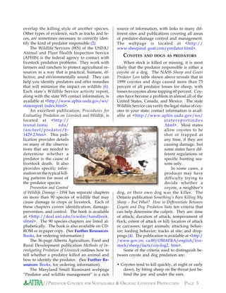 Predator Control for Sustainable & Organic Livestock Production | PDF