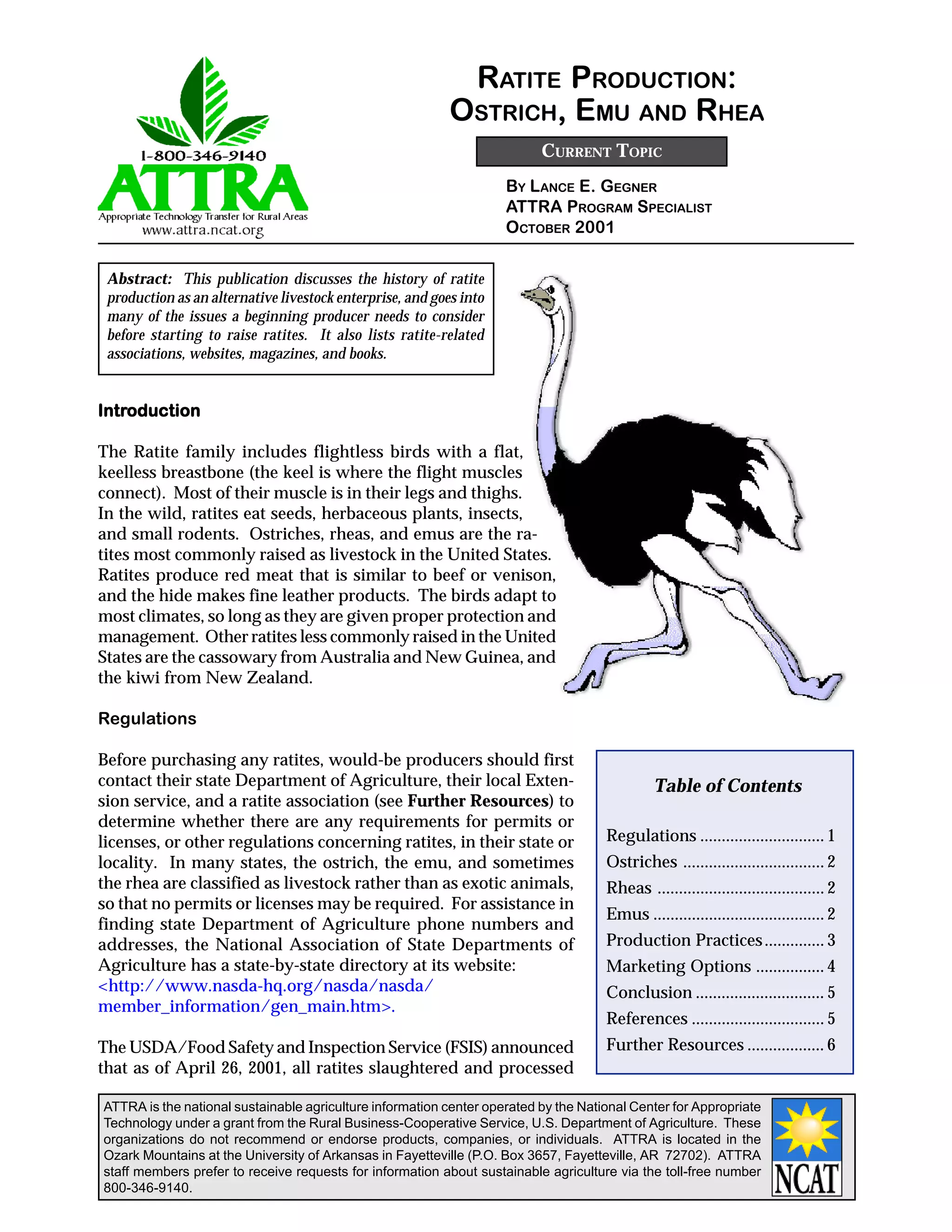 Ratite Production: Ostrich, Emu & Rhea | PDF