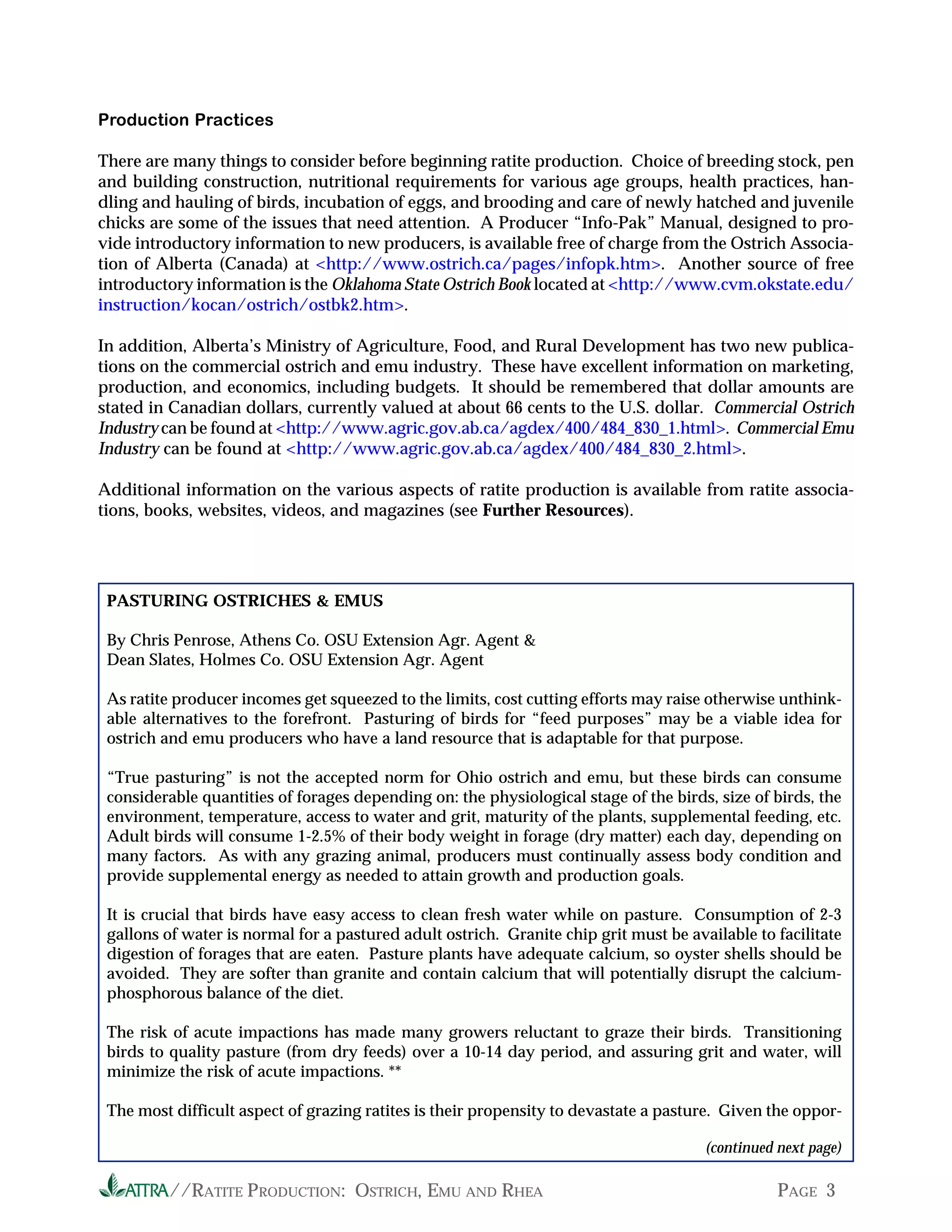 Ratite Production: Ostrich, Emu & Rhea | PDF