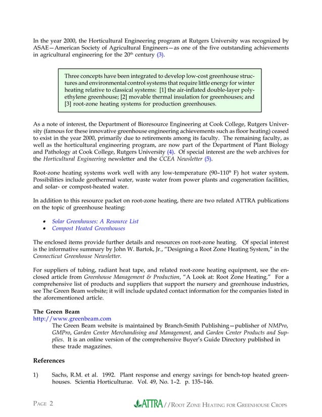 Root Zone Heating for Greenhouse Crops | PDF