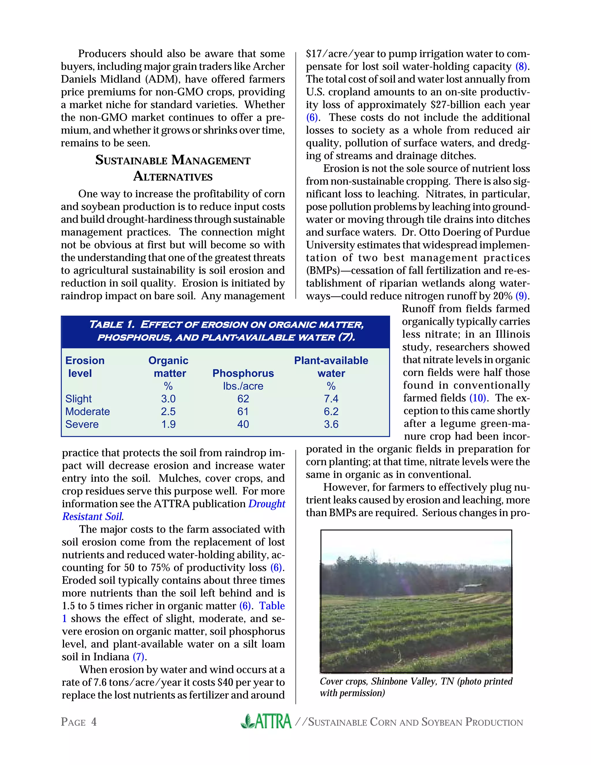 Sustainable Corn and Soybean Production | PDF