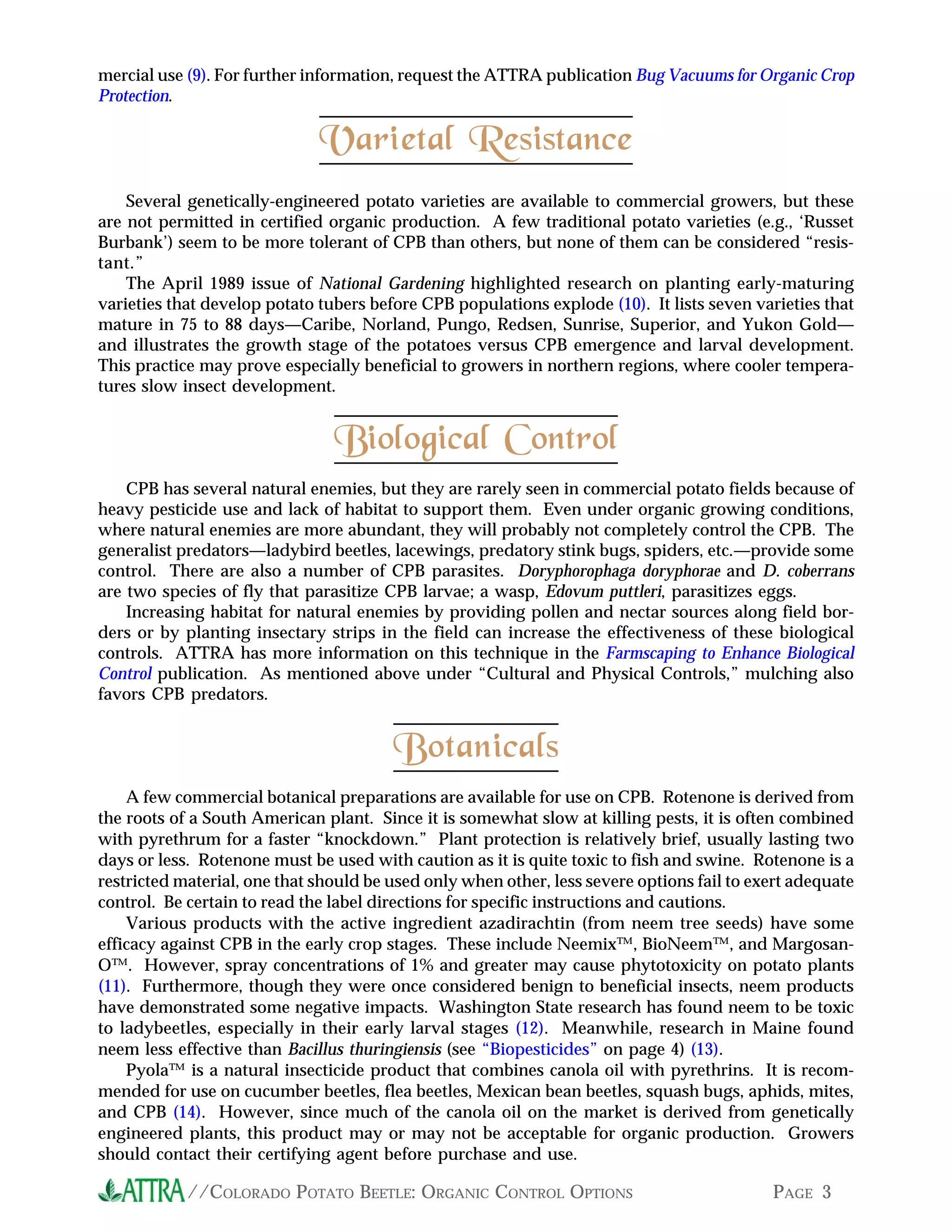 Colorado Potato Beetle: Organic Control Options | PDF