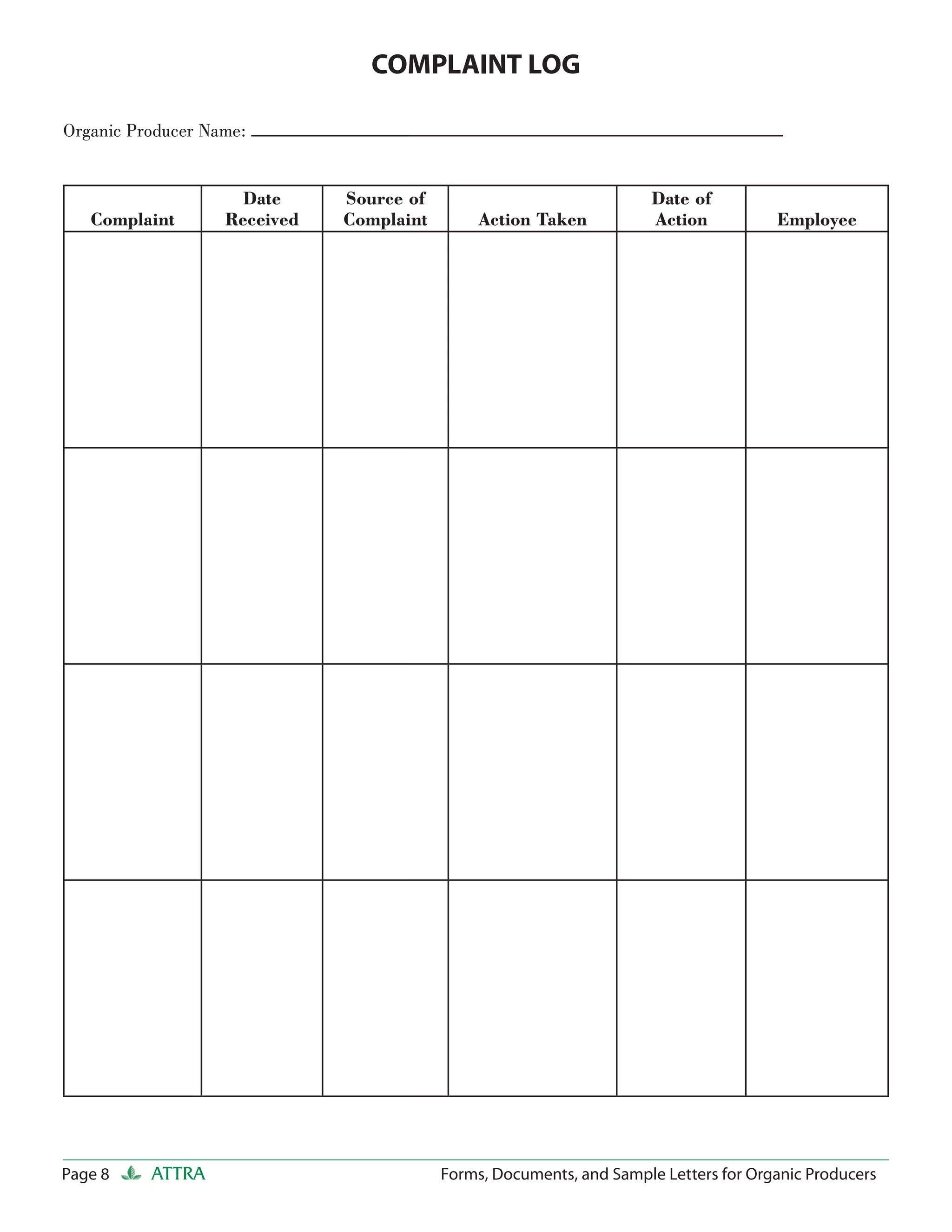 Forms, Documents, and Sample Letters for Organic Producers | PDF
