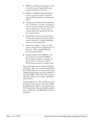 Forms, Documents, and Sample Letters for Organic Producers | PDF