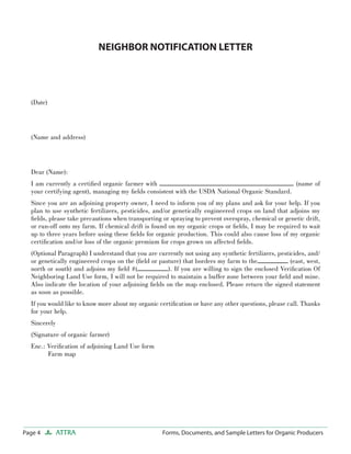 Forms, Documents, and Sample Letters for Organic Producers | PDF
