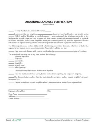 Forms, Documents, and Sample Letters for Organic Producers | PDF