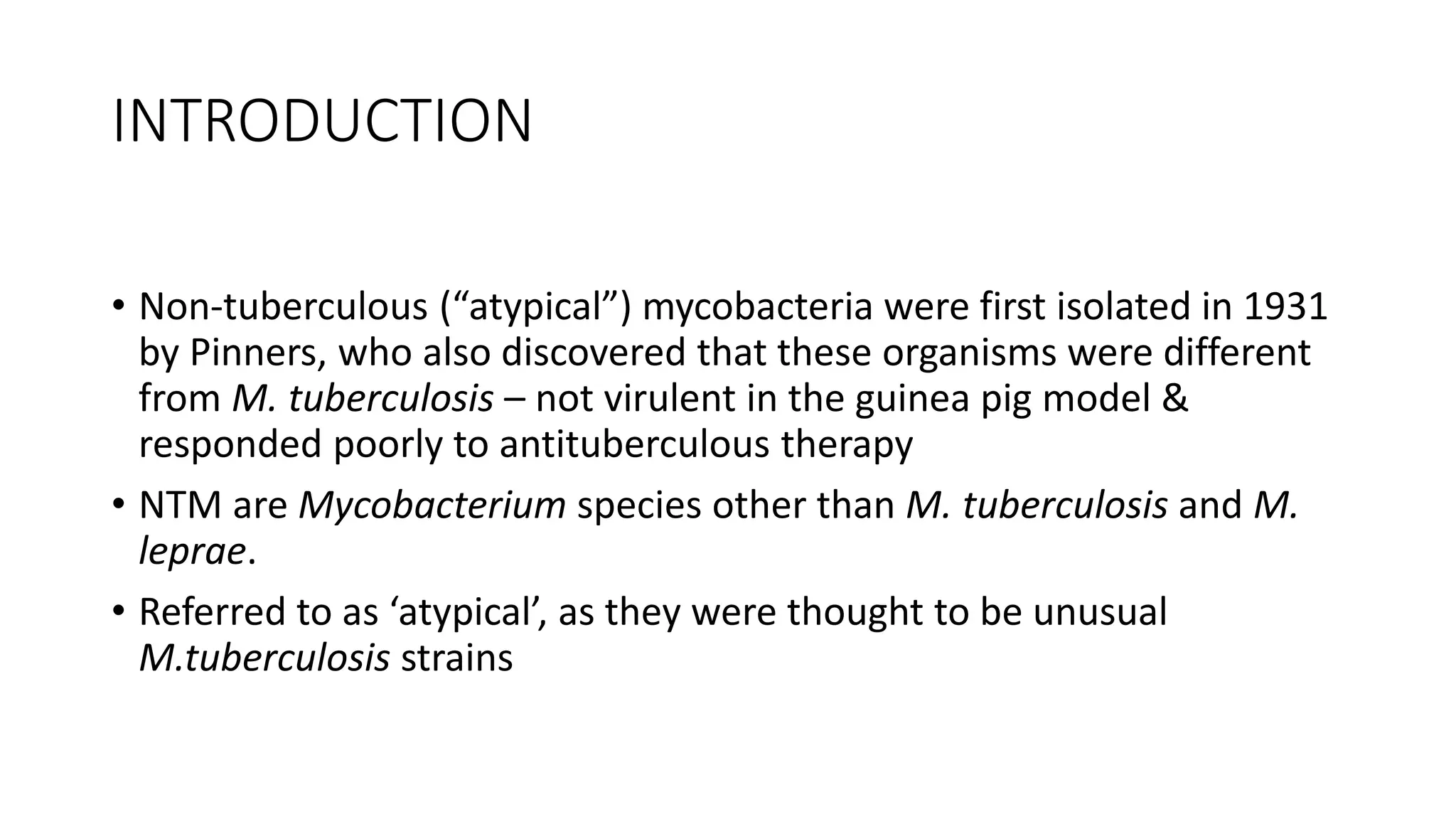 ATYPICAL MYCOBACTERIAL INFECTIONS AND THEIR MANIFESTATIONS | PPTX