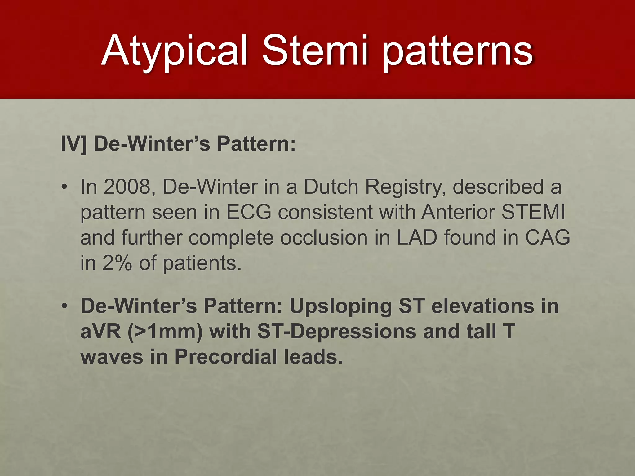 Atypical stemi patterns and stemi equivalents | PPTX | Heart and ...