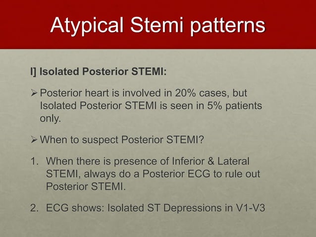 Atypical stemi patterns and stemi equivalents | PPTX | Heart and ...