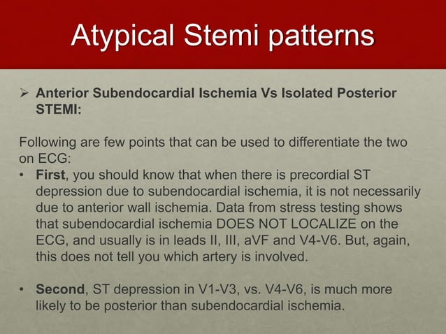 Atypical stemi patterns and stemi equivalents | PPTX | Heart and ...