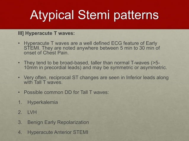 Atypical stemi patterns and stemi equivalents | PPTX | Heart and ...