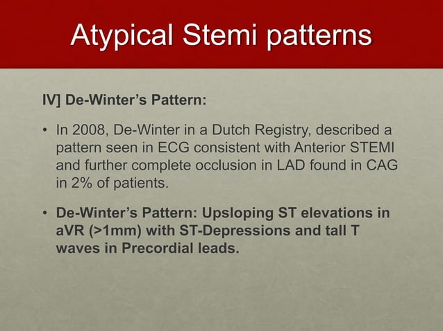 Atypical stemi patterns and stemi equivalents | PPTX | Heart and ...