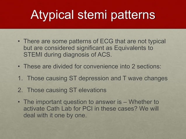 Atypical stemi patterns and stemi equivalents | PPTX | Heart and ...