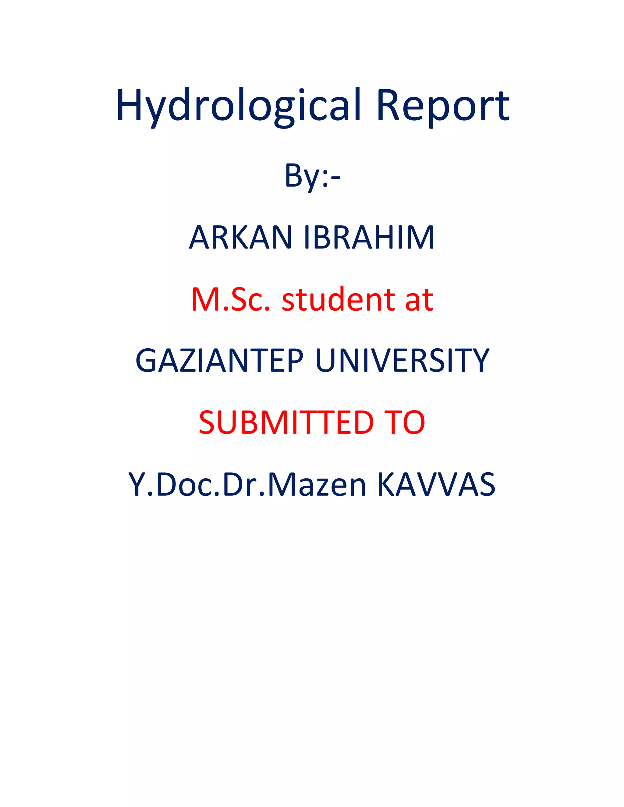 A typicla hydrological report for engineering projects | DOCX