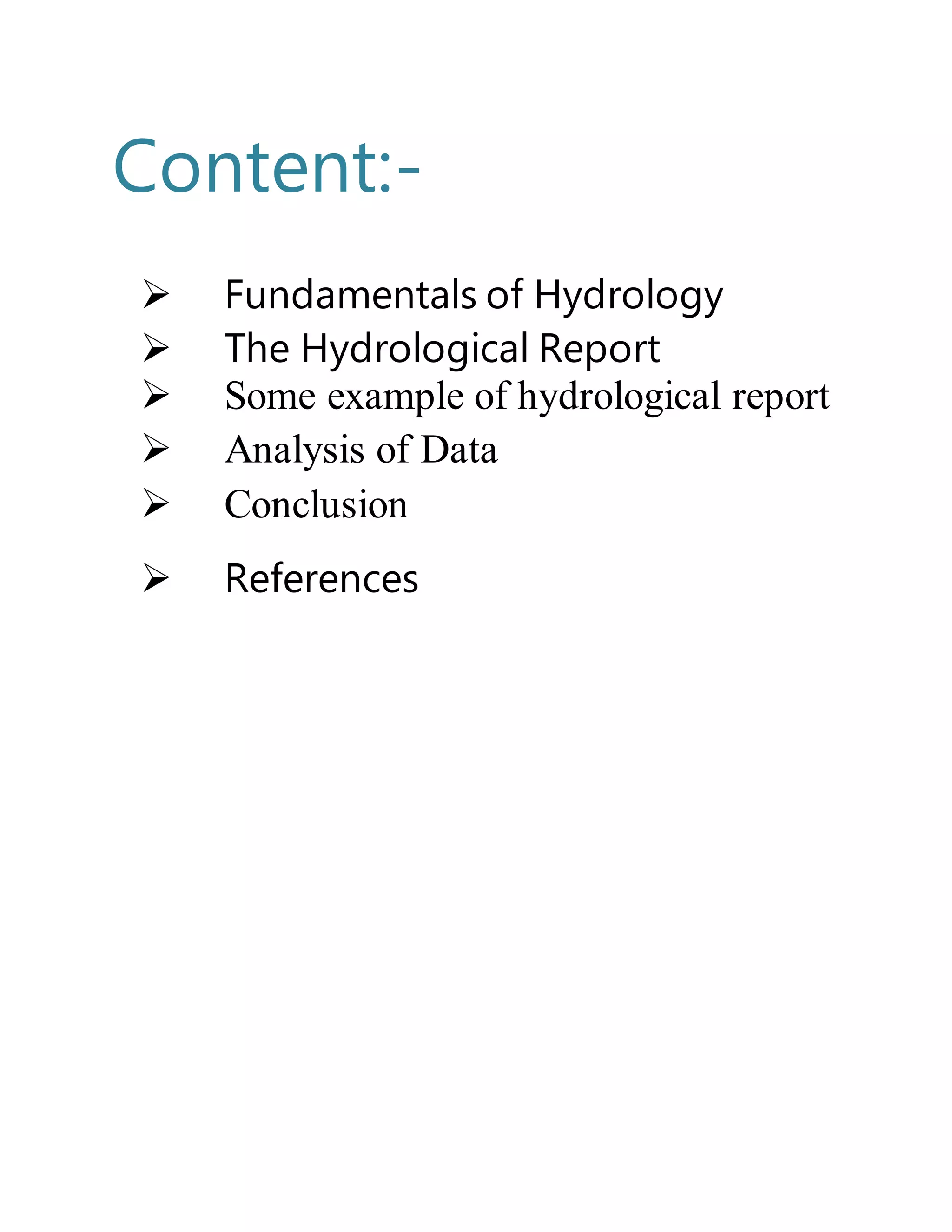 A typicla hydrological report for engineering projects | DOCX
