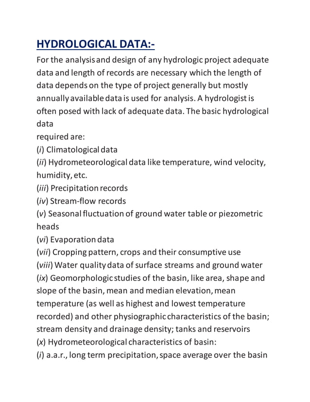 A typicla hydrological report for engineering projects | DOCX | Weather ...