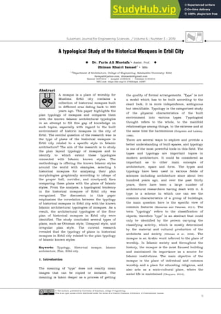 A Typological Study Of The Historical Mosques In Erbil City | PDF ...