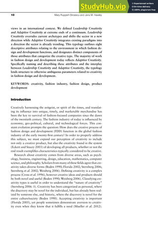 A Typology Of Creativity In Fashion Design And Development | PDF