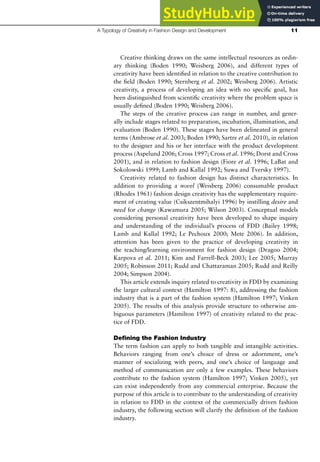 A Typology Of Creativity In Fashion Design And Development | PDF